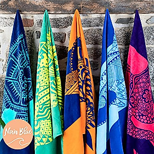 Nova Blue Turtle Beach Towel – Tropical Blue Colors with A Unique Design, Extra Large, XL (34”x 63”) Made from 100% Cotton for Kids & Adults