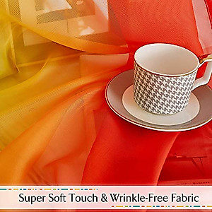 RYB HOME Rainbow Valance Curtains for Living Room- Bright Window Scarf Valance for Canopy Bed Patio Frame Birthday Party Backdrops Table Runner, W 60 in x L 216 in per Panel, 2 Panels, Rainbow