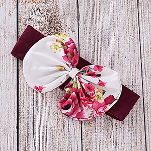 Camidy 1-5T Baby Girls Toddler Floral Hoodies Hooded Tops + Pants + Headband 3Pcs Outfits Clothes Set Purplish Red