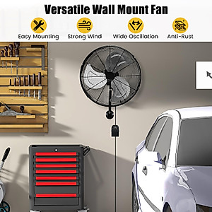 Tangkula 20 Inch Wall Mount Fan with Aluminum Fan Blades, Industrial 3-Speed Oscillating Metal Wall Fan, Heavy Duty Wall Mount Fan for Shop, Commercial, Garage, Warehouse, Workshops & Factory