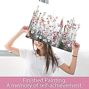 SUMGAR Paint by Numbers for Adults Flowers Pink, Colorful Canvas DIY Oil Painting Kits for Beginners, Acrylic Drawing Paintwork Crafts 16 x 20 inch (Without Frame)