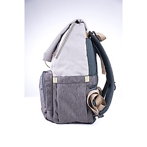 EVE'S BABY Diaper Backpack – Multifunctional Diaper Bag Organizer for Newborn Essentials – Convenient Pockets and Adjustable Straps – Fits Newborn Essentials, Clothes – Stylish Grey and Beige