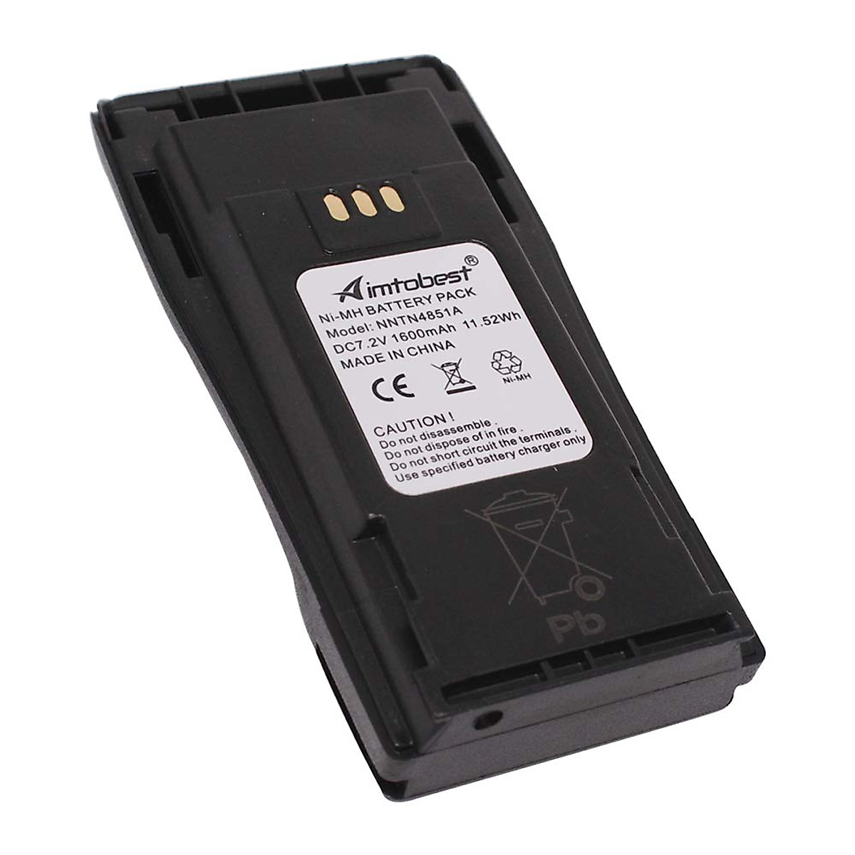 Aimtobest NNTN4851 1600mAh Ni-MH Battery Compatible for Motorola CP200 CP200D PR400 EP450 EP450S DEP450 CP140 CP160 CP180 CP250 GP3688 GP3188 Radio NNTN4851A NNTN4496 NNTN4497