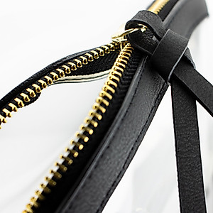 Capri Designs Half Moon Crossbody Clear Purse Removable Strap Black