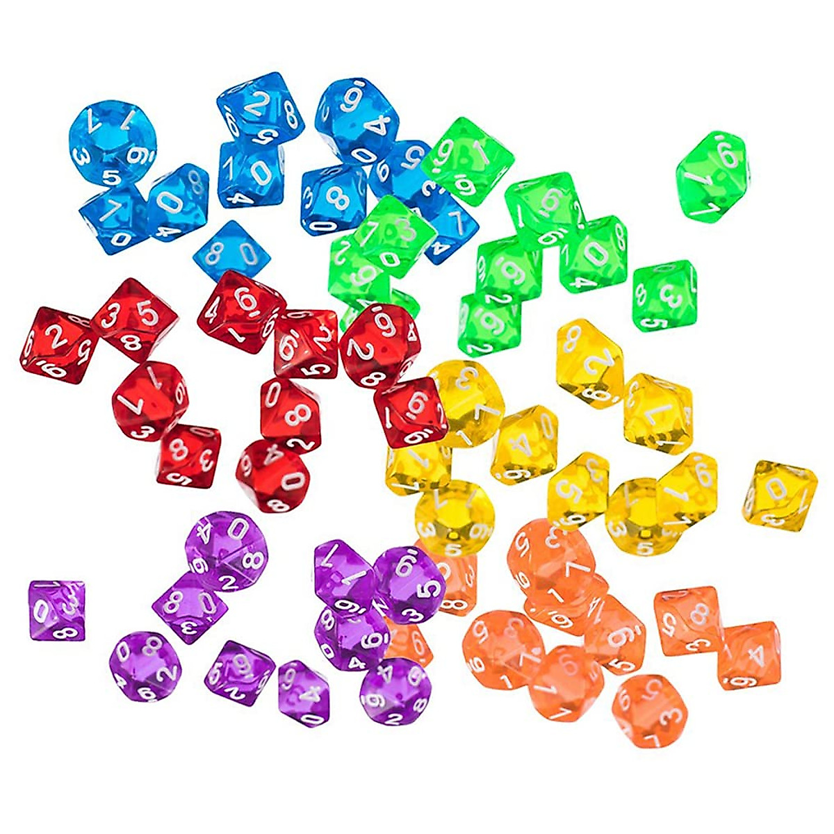 Yiotfandoll 60PCS Polyhedral Dice D10 Dice Game Dice for RPG MTG DND Dice Table Games Board Game (Color 1)