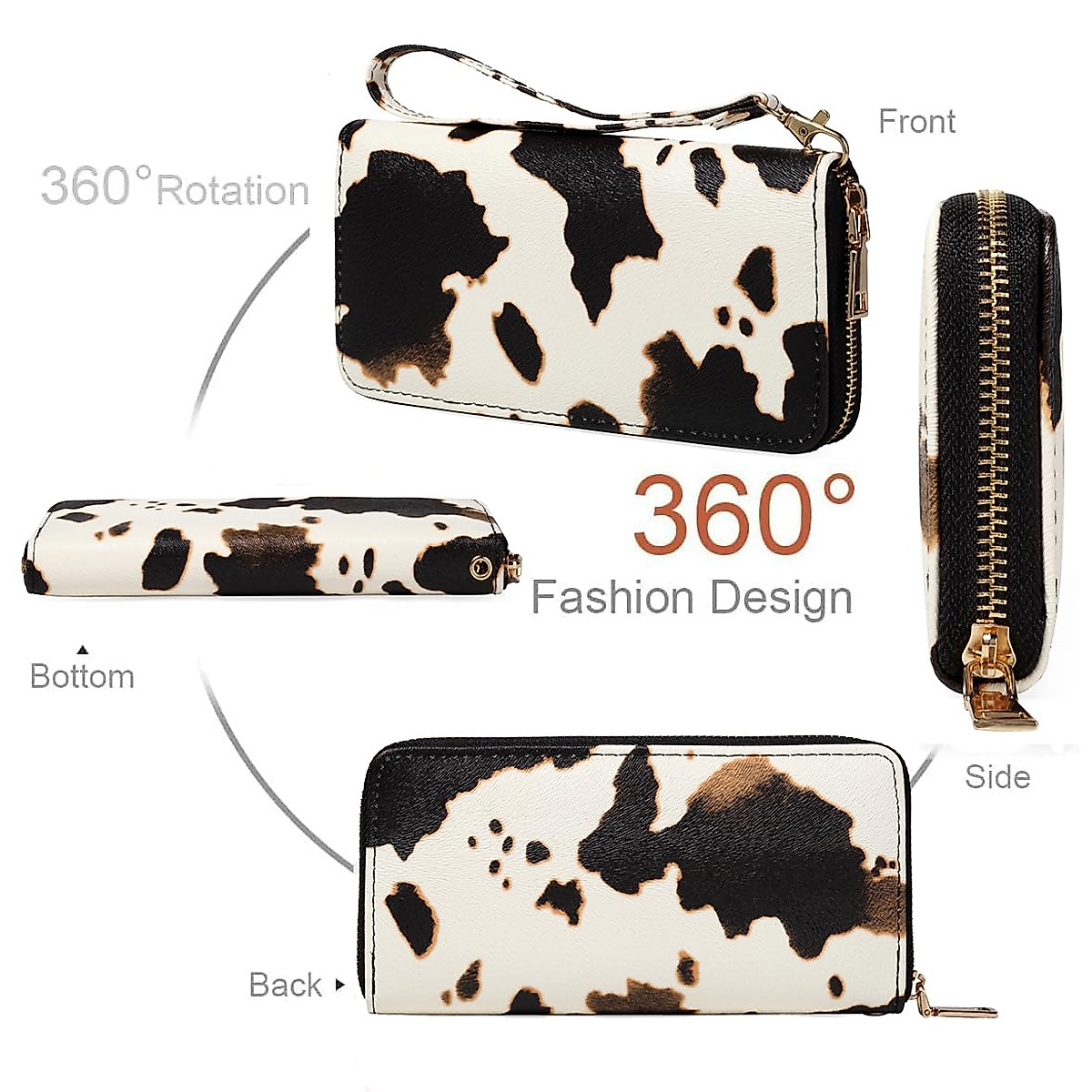 Fanwill Leopard Print Wallet For Women Cheetah Wristlet Purse Zip Around Card Holder(leopard 1)