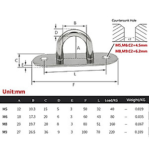 Ceiling Wall Mount Hook Heavy Duty Anchor 1/4" 6mm 304 Stainless Steel Great for Yoga Swings Hammocks/Boat Rigging/Marine Deck Hardware/Suspension Training Straps