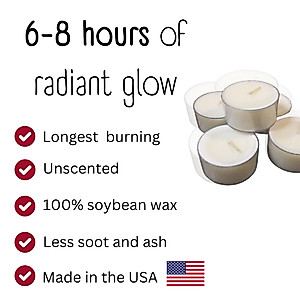 50 Soy Tealights by Soyworx Unscented All Natural Color White Tea Light