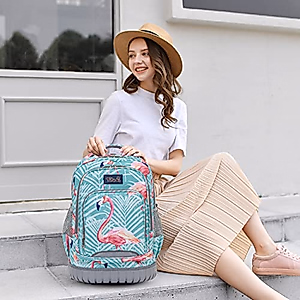NEW TILAMI Rolling Backpack with Wheels, 18 Inches Laptop Backpack for Boys &Girls Travel School Student Trip, Flamingo
