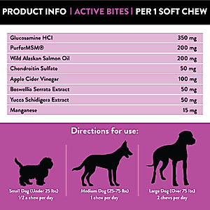 Active Bites - Joint and Hip Support Supplement- A Blend of Chondroitin, MSM, and Glucosamine in Each Tasty Chew - Small, Medium, and Large Dog Breed - Duck Flavor - by Best Friend's Essentials