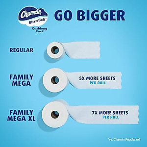Charmin Ultra Soft Cushiony Touch Toilet Paper, 30 Family Mega Rolls = 153 Regular Rolls