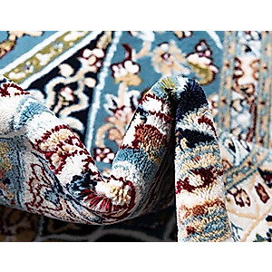 Unique Loom Narenj Collection Area Rug - Adams (10' Round Blue/Burgundy)