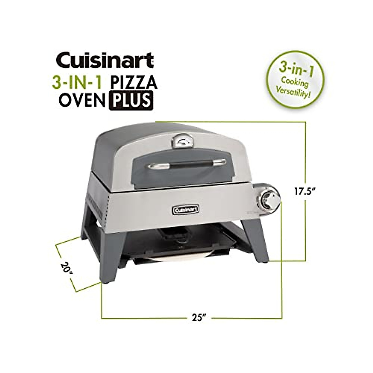 Cuisinart CGG-403 3-in-1 Pizza Oven Plus, Griddle, and Grill