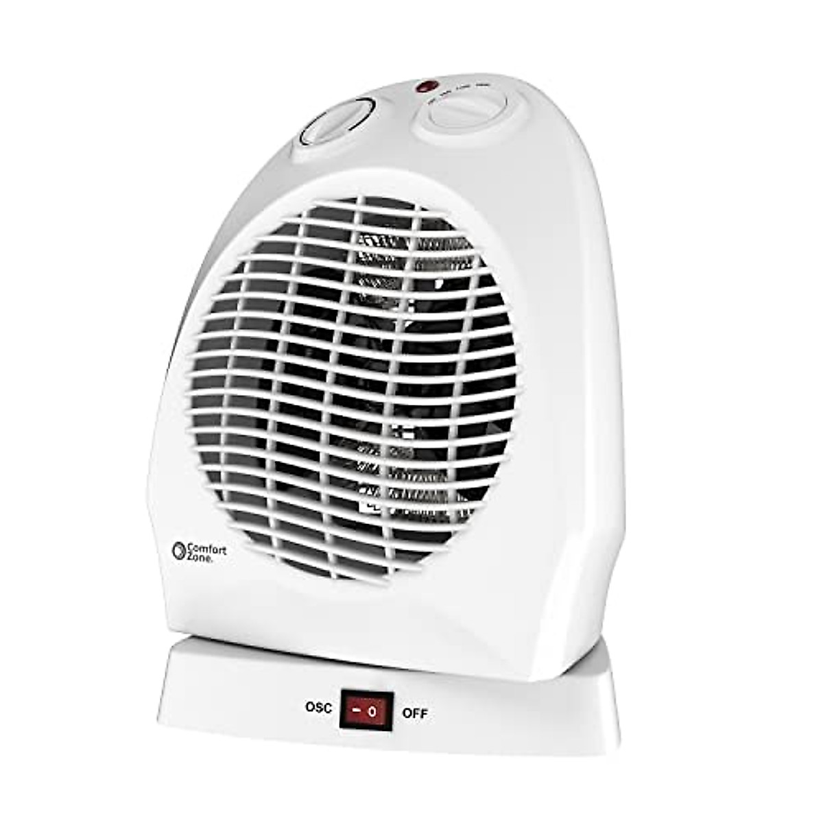 Comfort Zone Oscillating Space Heater with Adjustable Thermostat, Desktop, Fan-Forced, Portable, Overheat Sensor, Tip-Over Switch, Stay-Cool Housing, Ideal for Home, Bedroom, Office, 1,500W, CZ50