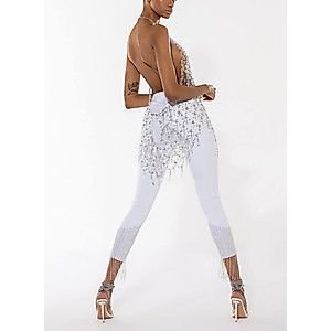 Fashion Crystal Body Chain Dress Layered Waist Belly Chain Skirt Festival Jewelry for Women Masquerade (164-CLEAR)