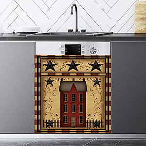 Homega Primitive Barn Star Dishwasher Magnet Cover, Prim Country House Fridge Magnetic Panels,Kitchen Decor Refrigerator Family Decals 23inchWx17inchH Primbarnh 2 1 Magnet 23 W x 17 H inch