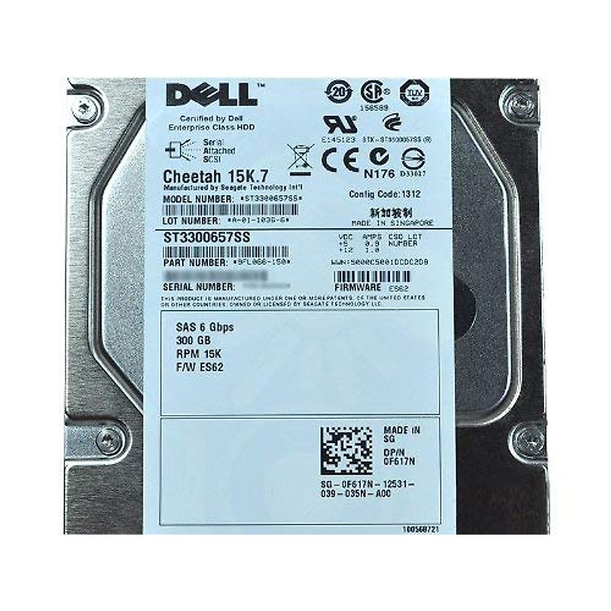 Dell Seagate 300GB 15K RPM 6Gbp/s SAS 3.5 Inch Hard Drive F617N ST3300657SS (Renewed)