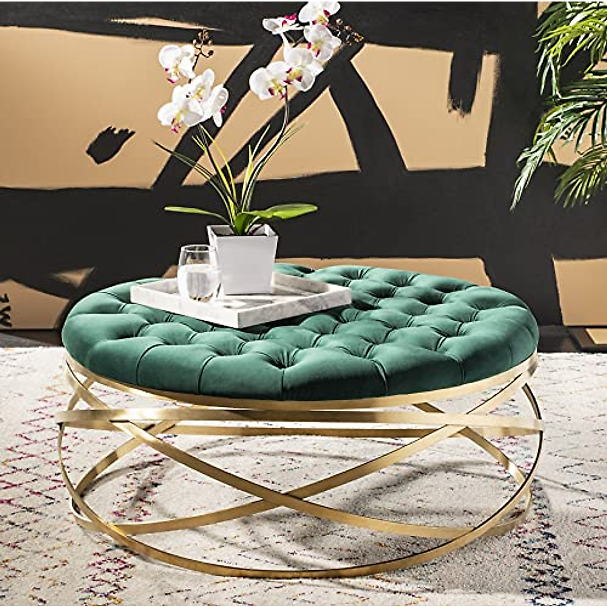 SAFAVIEH Madison Collection 6'7" Square Ivory / Fuchsia MAD798A Moroccan Boho Distressed Non-Shedding Living Room Bedroom Dining Home Office Area Rug