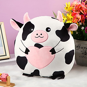 Leyndo Cow Plush Pillow 14 Inch Cow Stuffed Animal Toy Soft Cuddly Cow Stuffed Animal Plushie Kwaii Cow Plush Toys for Birthday Party Favor Christmas Bedroom Sofa Car Decorations