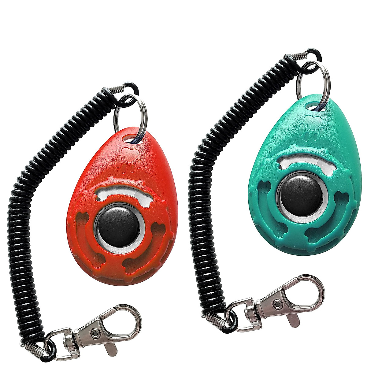 HoAoOo Pet Training Clicker with Wrist Strap - Dog Training Clickers (New Red + Bluegreen)
