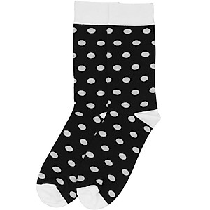 tiemart Men's Socks, One Pair (Black and White Polka Dot)