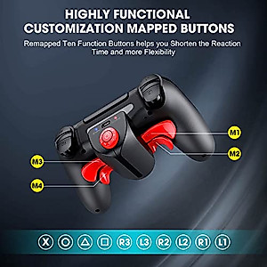 UeeVii PS4 Controller Paddles,PS4 Gamepad Converter Bluetooth Key Extender Wireless 3.0 Micro USB Port, Back Button Attachment/TURBO Burst Function/Customization Mapping Buttons