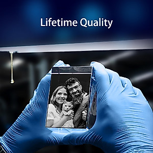 PawCrystal 3D Crystal Photo Heart with LED Light Base Options, Personalized Gifts with Your Own Photo, Pet Memorial Gifts, Laser Engraving 3D Pictures and Customized Text