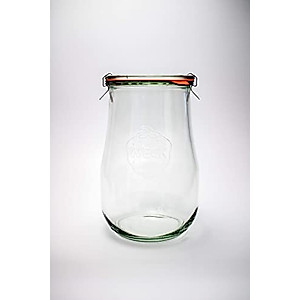 Weck Jars - Weck Tulip Jars 1.5 Liter- Large Glass Jars for Sourdough - Starter Jar with Glass Lid - Wide Mouth - Suitable for Canning and Storage - (1 Jar)