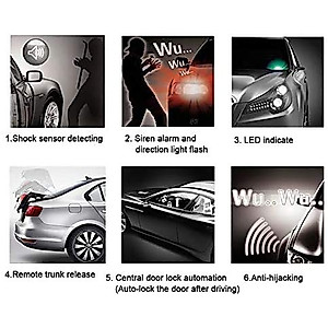 BANVIE Car Alarm System, Security Antitheft Alarm Systems with Keyless Entry, with Microwave Sensor & Shock Sensor