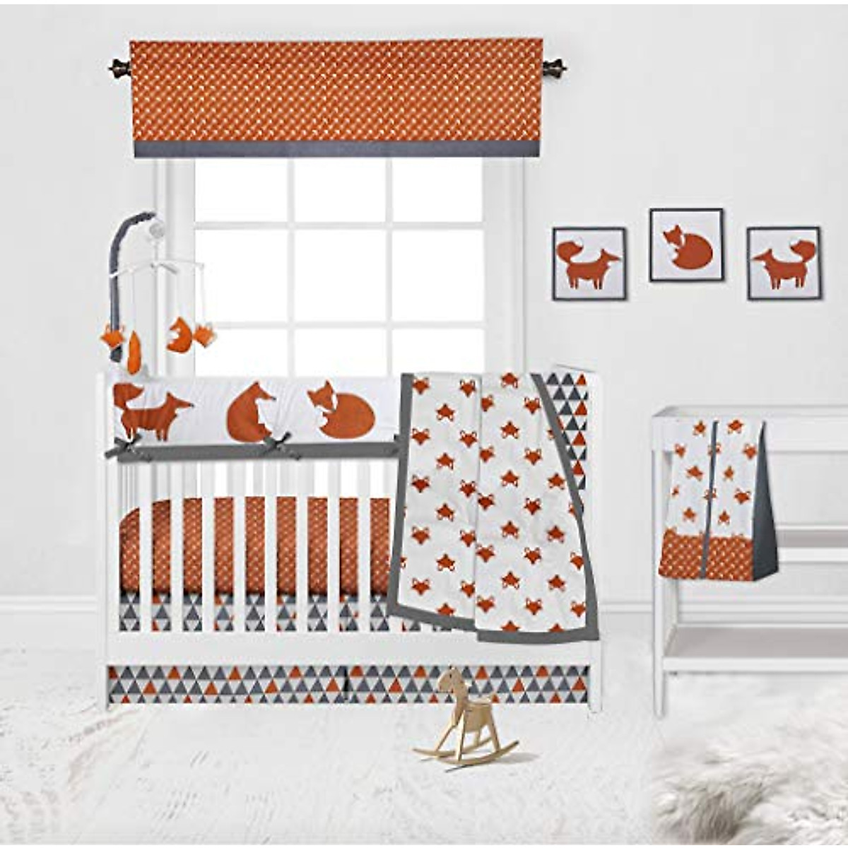 Bacati Triangles 2 Piece Crib Fitted Sheet, Orange/Grey (PFOG2CFS1)