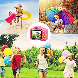 OZMI Kids Camera Toys for 3-9 Year Old Girls, Kids Selfie Camera Compact for Child Little Hands, Smooth Shape Toddler Camera, Best Christmas Birthday Gift for 4 5 6 7 8 9 Year Old Girls with 32GB Card