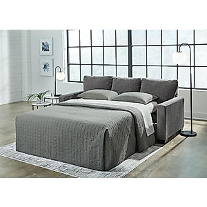 Signature Design by Ashley Rannis Casual 2-in-1 Sofa Sleeper with Folding Gel Memory Foam Mattress, Queen, Gray