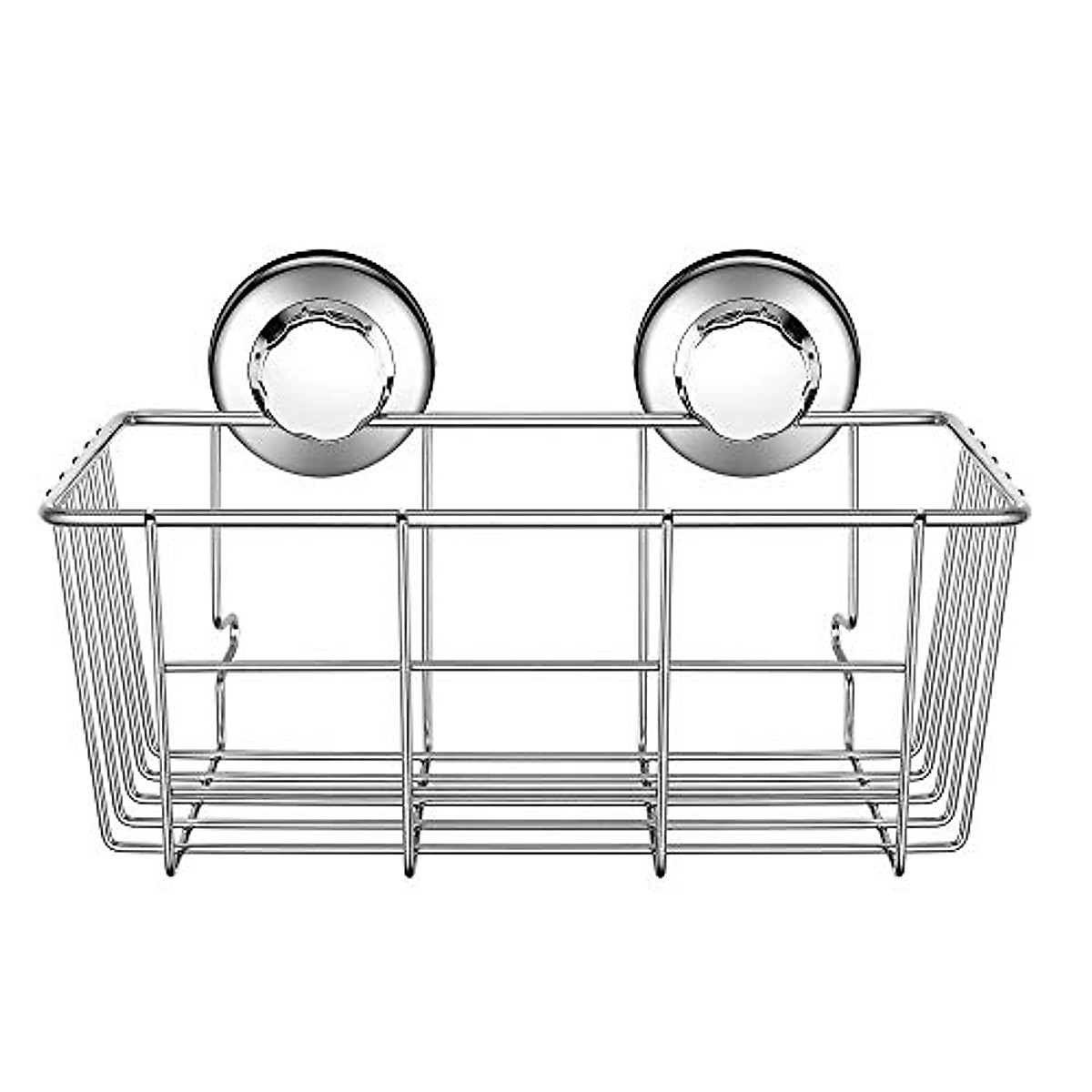 iPEGTOP L-7 Adhesive Suction Cup Deep Caddy Bath Organizer Wall Shelf for Large Shampoo Shower Gel Holder Bathroom Accessories Storage-Rustproof 304 Stainless Steel, 2-Pack, 2 Count