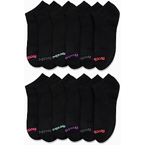 Reebok Women's Athletic Socks - Performance Low Cut Socks (12 Pack), Size 4-10, All Black