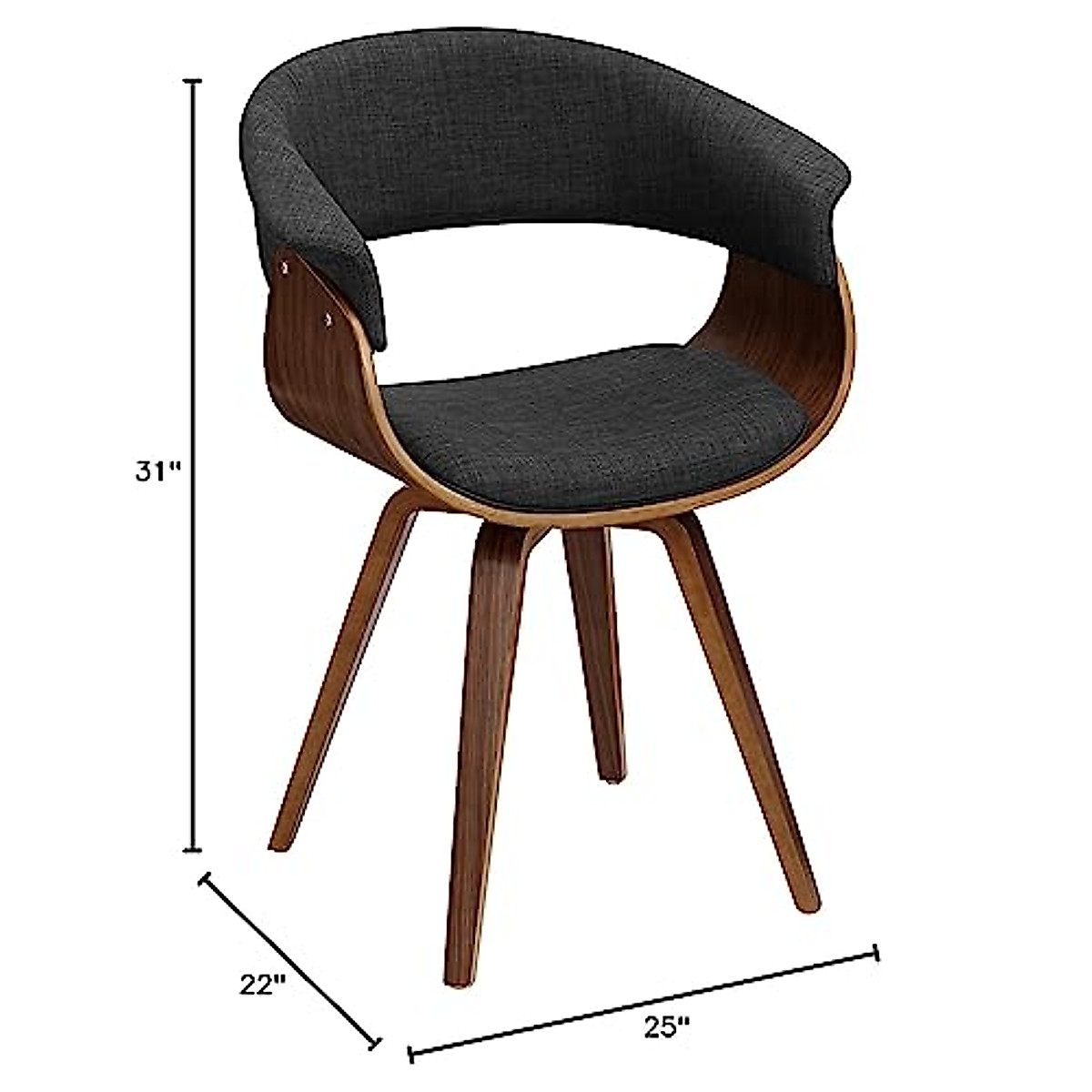 Armen Living Summer Chair in Charcoal Fabric and Walnut Wood Finish, 31" x 25" x 22"