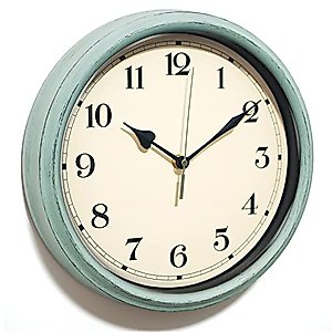AYRELY® Wall Clock 11 Inch Silent Non-Ticking Vintage Retro Clocks Battery Operated -Analog Decorative Classic for Living Room Decor, Office, Home, Bathroom, Kitchen, Bedroom, School (Blue)