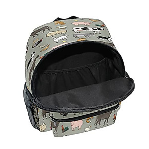 Cow Pig Rooster Kids Backpack Toddler Children's Schoolbag Backpack,Farm Animals Bookbag Travel Bag for Elementary Toddler Kindergarten Preschool Boys Girls with Chest Strap