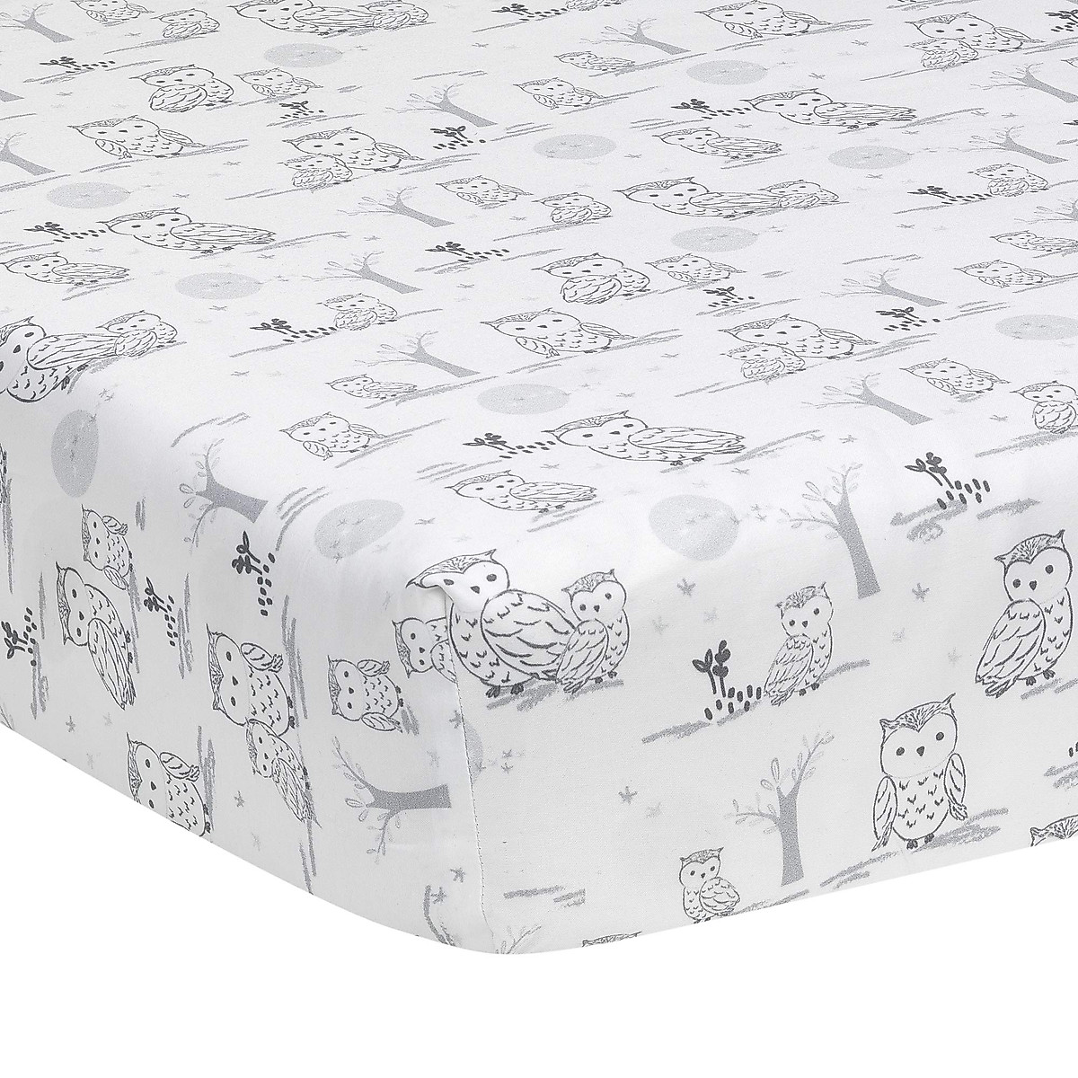 Lambs & Ivy Luna White/Gray Celestial Owl 4-Piece Nursery Baby Crib Bedding Set (740004V)