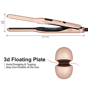 JAETON 3/10 Inch Pencil Flat Iron, Small Flat Irons for Short Hair, Beard and Pixie Cut, Mini Hair Straightener Small Ceramic with Adjustable Temperature, Include Glove