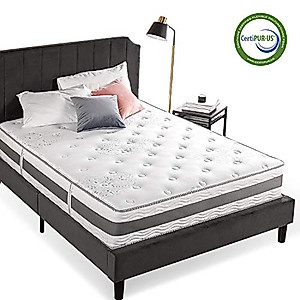 Zinus 12 Inch Gel-Infused Memory Foam Hybrid Mattress, Queen & Shalini Upholstered Diamond Stitched Platform Bed/Mattress Foundation/Easy Assembly/Strong Wood Slat Support/Dark Grey, Queen