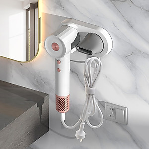 Fentgo Hair Dryer Holder Wall Mount High Speed Hair Dryer with Hair Dryer Power Cord Organizer Hooks, Suitable 2206 Hair Dryer, Compatible for ARAS/Careboda Hair Dryer