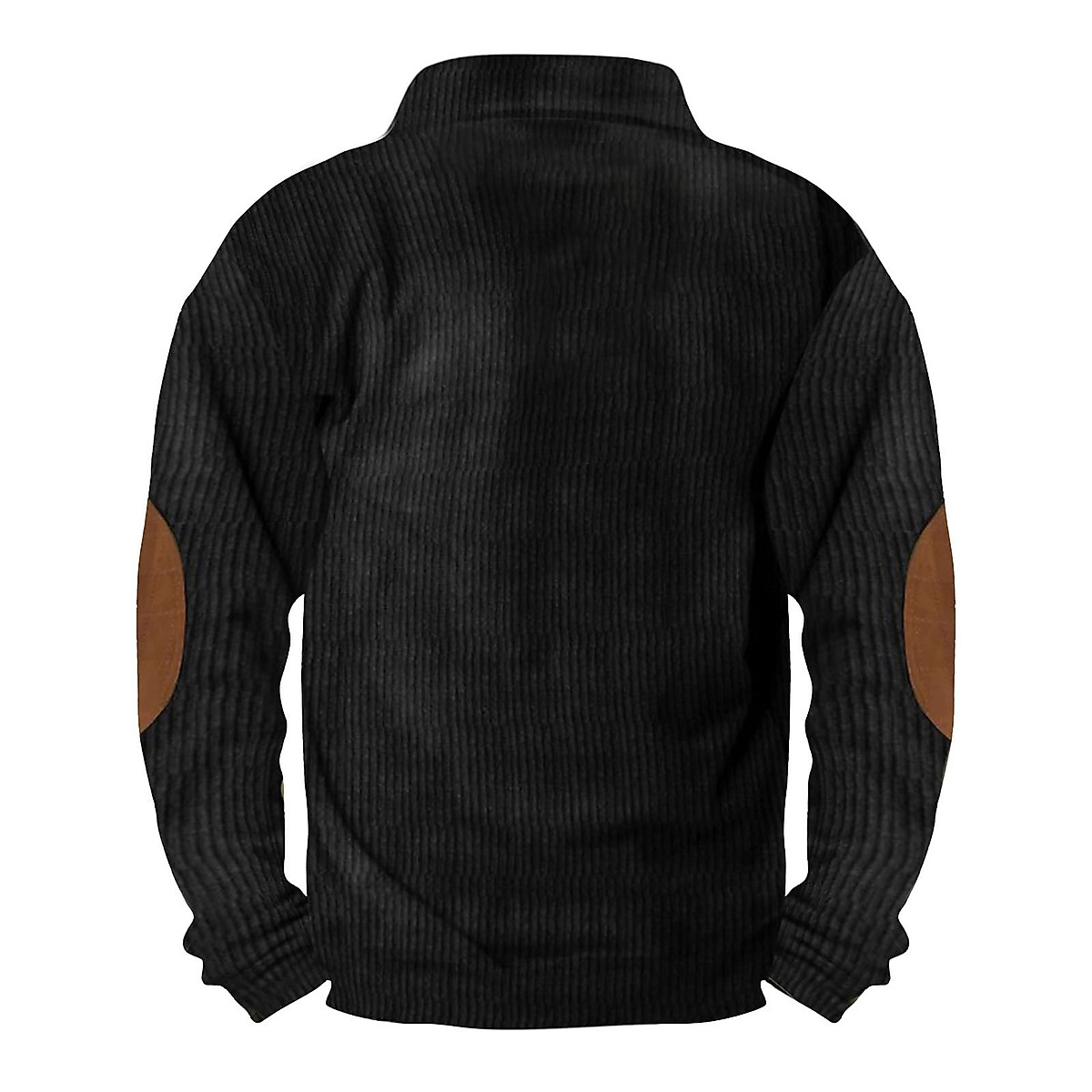 Black Crewneck Sweatshirt, Mens Clothes Fall Fashion Tactical Button Up Stand Collar Shirts Sweatshirts Work Vintage Oversized Hoodies Pullover Corduroy Jacket(B-Black,Large)