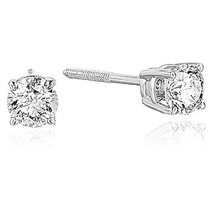 Vir Jewels 2/3 cttw Diamond Stud Earrings 14K White Gold Round 4 Prong Set with Screw Backs