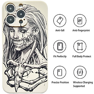 Shegazzi Compatible with iPhone 14 Pro Max Case, Halloween Skull Skeleton Phone Case for Apple iPhone 14 Pro Max, Slim TPU Liquid Silicone Phone Case Full Body Protective Cover