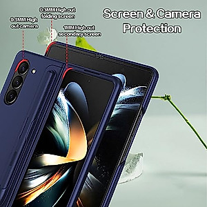 for Samsung Z Fold 5 Case with Pen, [Changable S Pen Holder & Kickstand ] [Support Wireless Charging] Z Fold 5 Case, Hard PC Shockproof Anti-Scratch Case for Samsung Galaxy Z Fold 5 (Ice Blue)