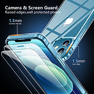 SPIDERCASE iPhone 12 Mini Clear Case: Non-Slip, Shockproof, & 2 Tempered Glass Screen Protectors