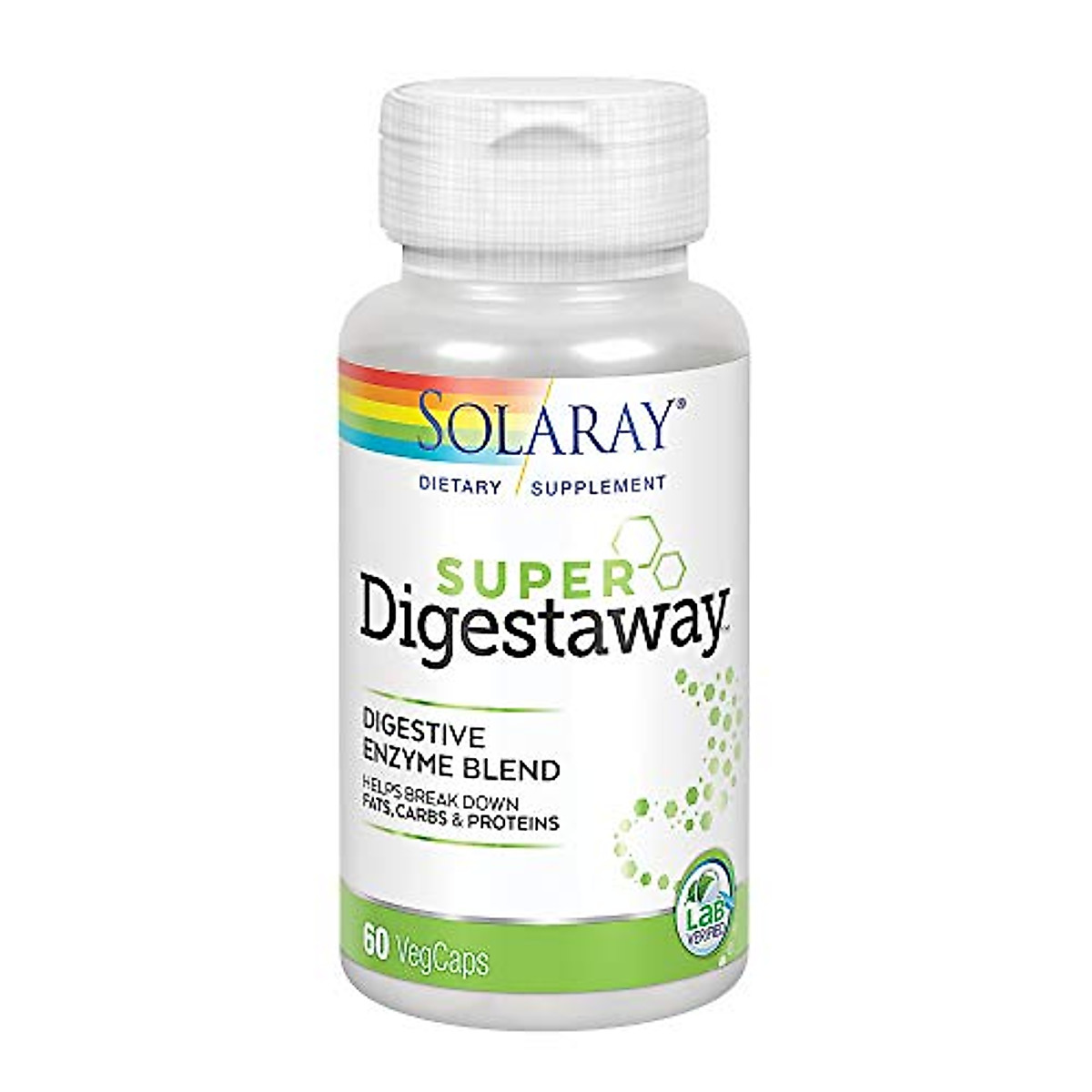 SOLARAY Super Digestaway Digestive Enzyme Blend | Healthy Digestion & Absorption of Proteins, Fats & Carbohydrates | Lab Verified | 60 VegCaps