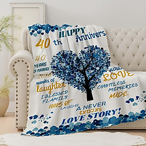 40th Anniversary Blanket Gifts for Him,40th Wedding Anniversary Romantic Gifts for Couple/Parents 40 year Anniversary Blanket for Him,Best 40th Anniversary Blanket for Husband (40th Anniversary)