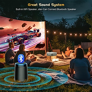 Projector with WiFi and Bluetooth 5.1, 2023 Upgraded 9000 Lux 1080P Full HD Supported, Portable Outdoor Projector Mini Projector Compatible with Smartphone HDMI USB AV AUX VGA
