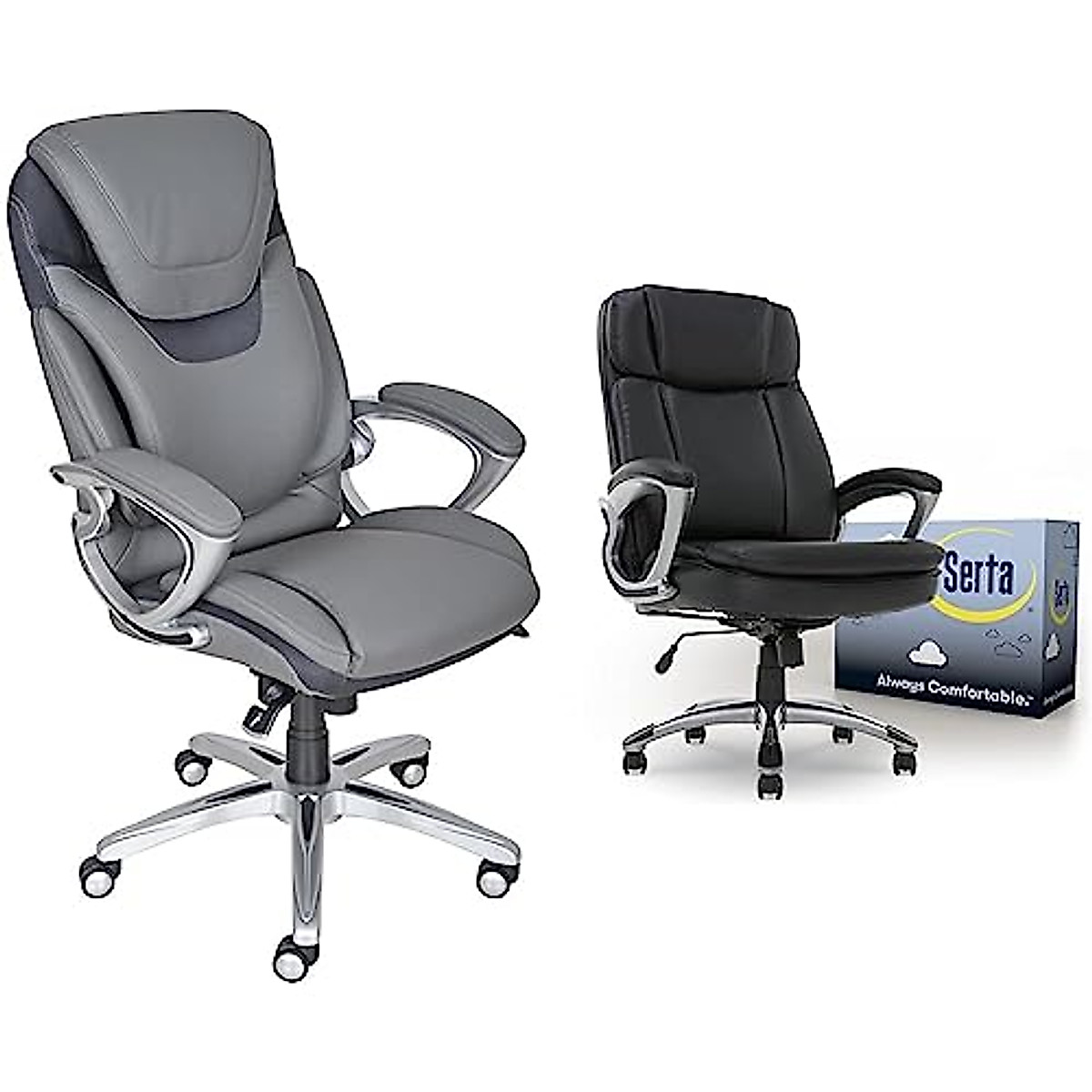 Serta AIR Health and Wellness Executive Office Chair High Back Ergonomic for Lumbar Support Task Swivel & Big & Tall Executive Office Chair High Back All Day Comfort Ergonomic Lumbar Support